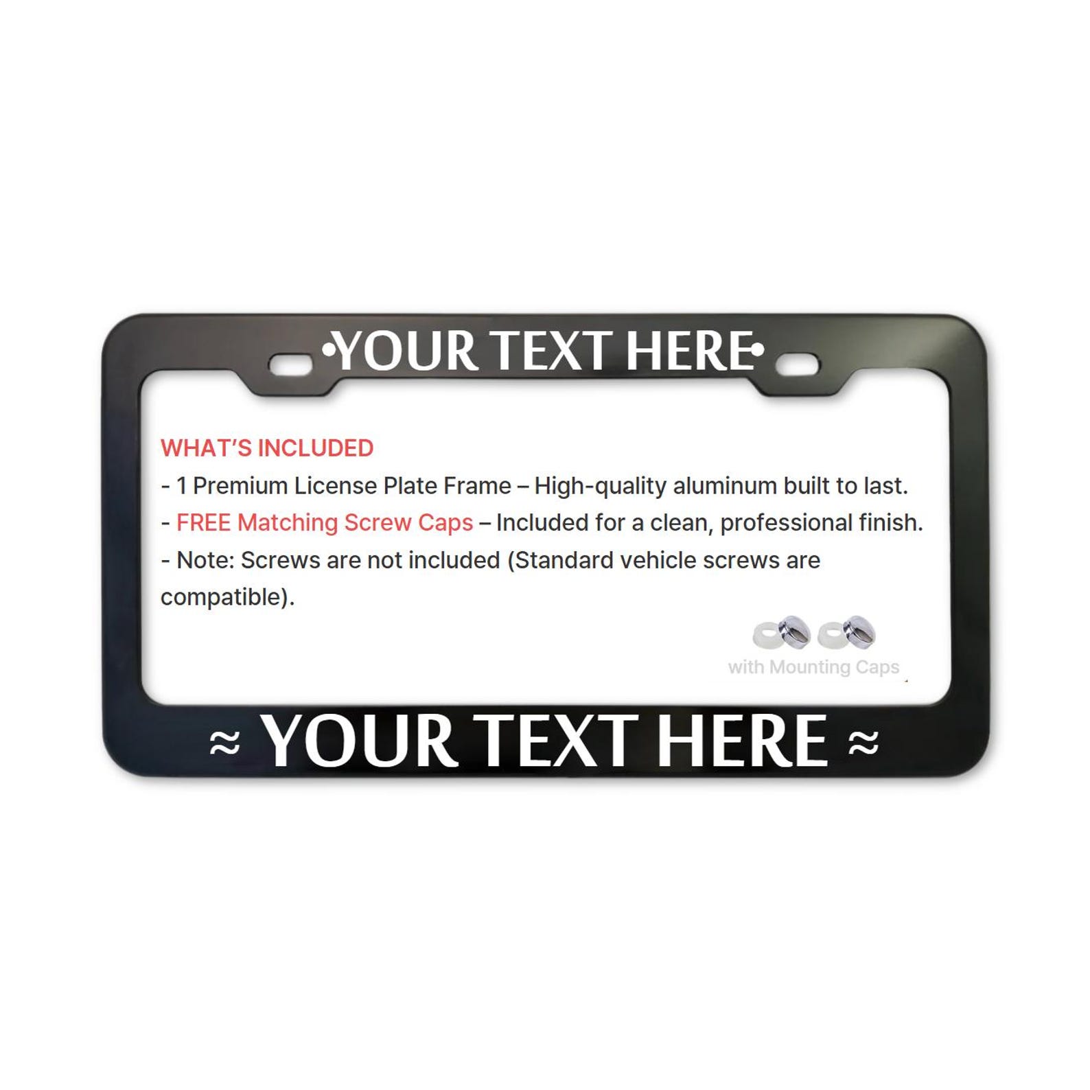 Custom Black License Plate Frame, Laser Engraved Metal, Personalized ...