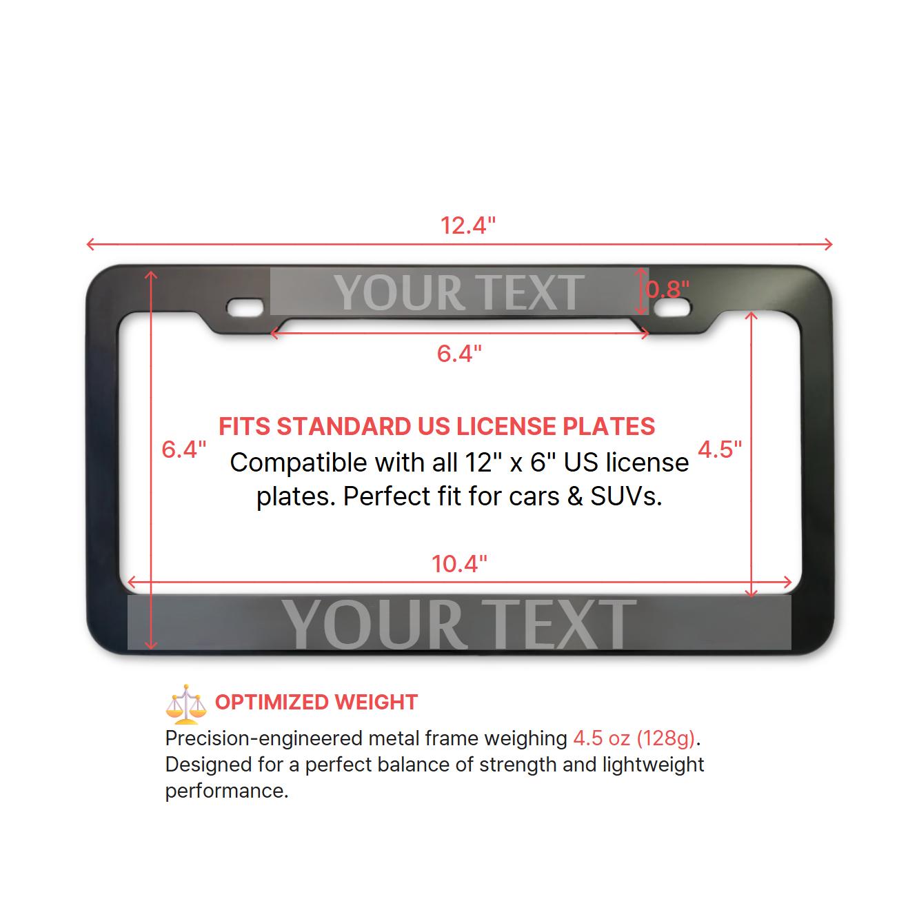 Custom Black License Plate Frame, Laser Engraved Metal, Personalized ...