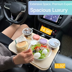 2-in-1 Drive-thru Tray: Car Food Tray, Wood Car Trays for Eating in ...