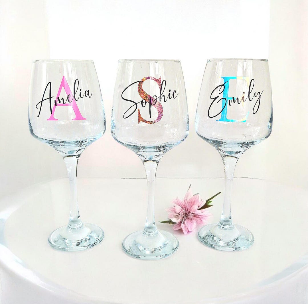 Personalised Wine Glass/glasses, Name Initial Wine Glass Custom ...