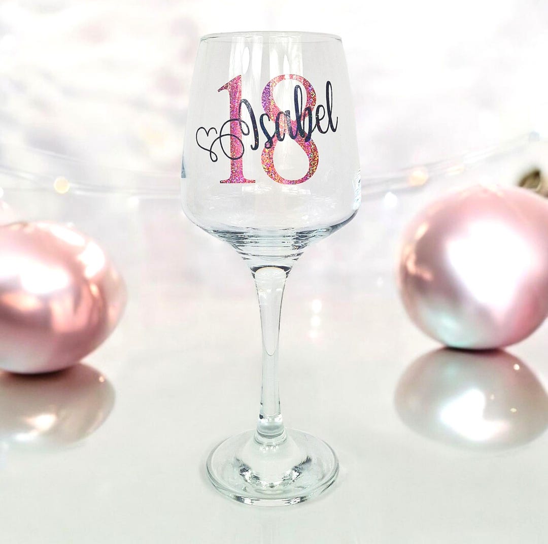 Personalised 18th Birthday Wine Glass Gifts for Her Girl, Daughter ...