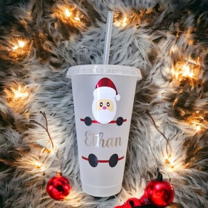 Personalised Christmas Cold Cup With Lid and Straw 24oz Tumbler, Xmas ...