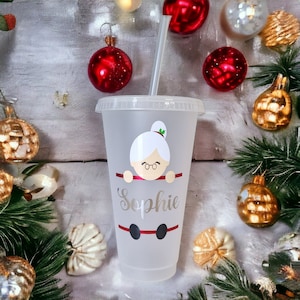 Personalised Christmas Cold Cup With Lid and Straw 24oz Tumbler, Xmas ...