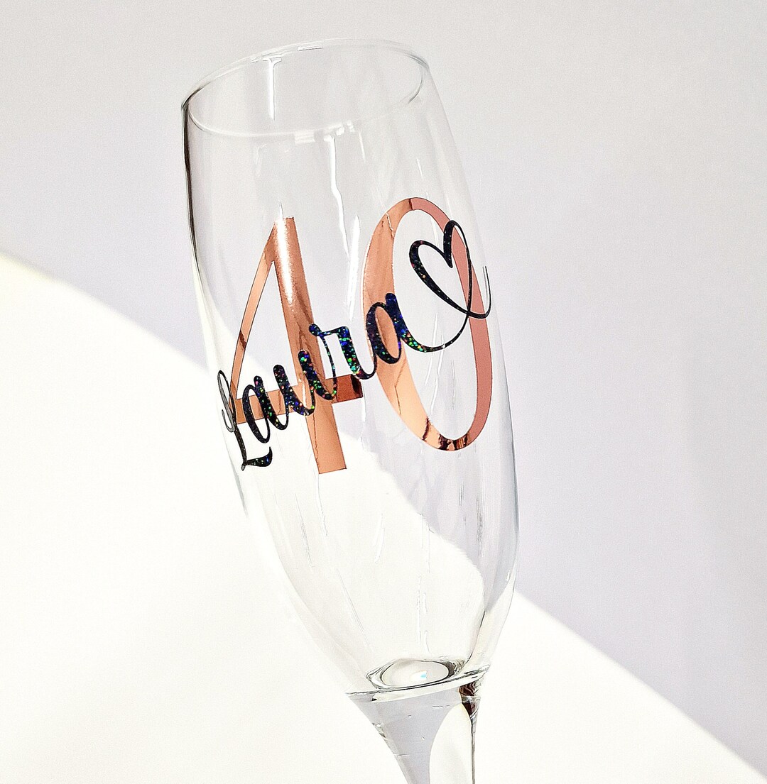 Personalised/custom 40th Birthday Prosecco Champagne Glass With Gift ...