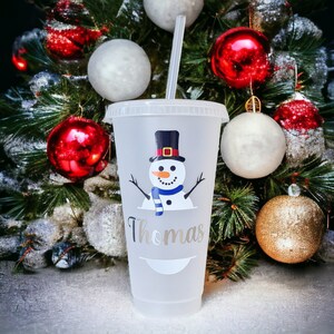 Personalised Christmas Cold Cup With Lid and Straw 24oz Tumbler, Xmas ...