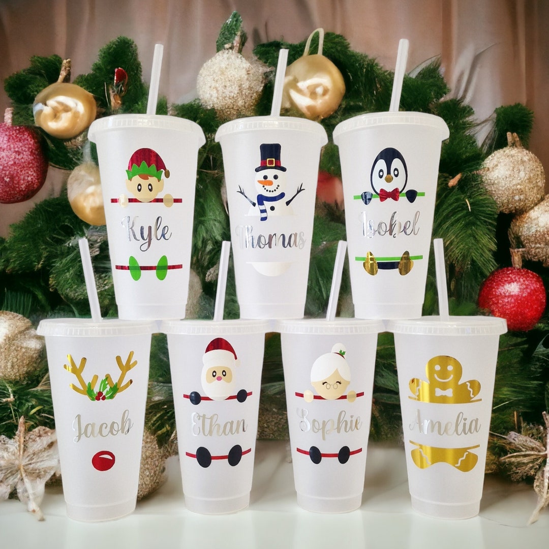 Personalised Christmas Cold Cup With Lid and Straw 24oz Tumbler, Xmas ...