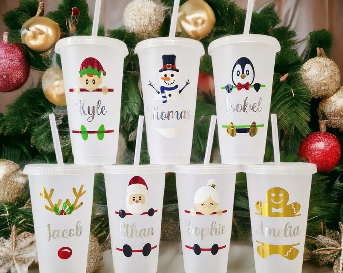 Personalised Christmas Cold Cup With Lid and Straw 24oz - Etsy UK