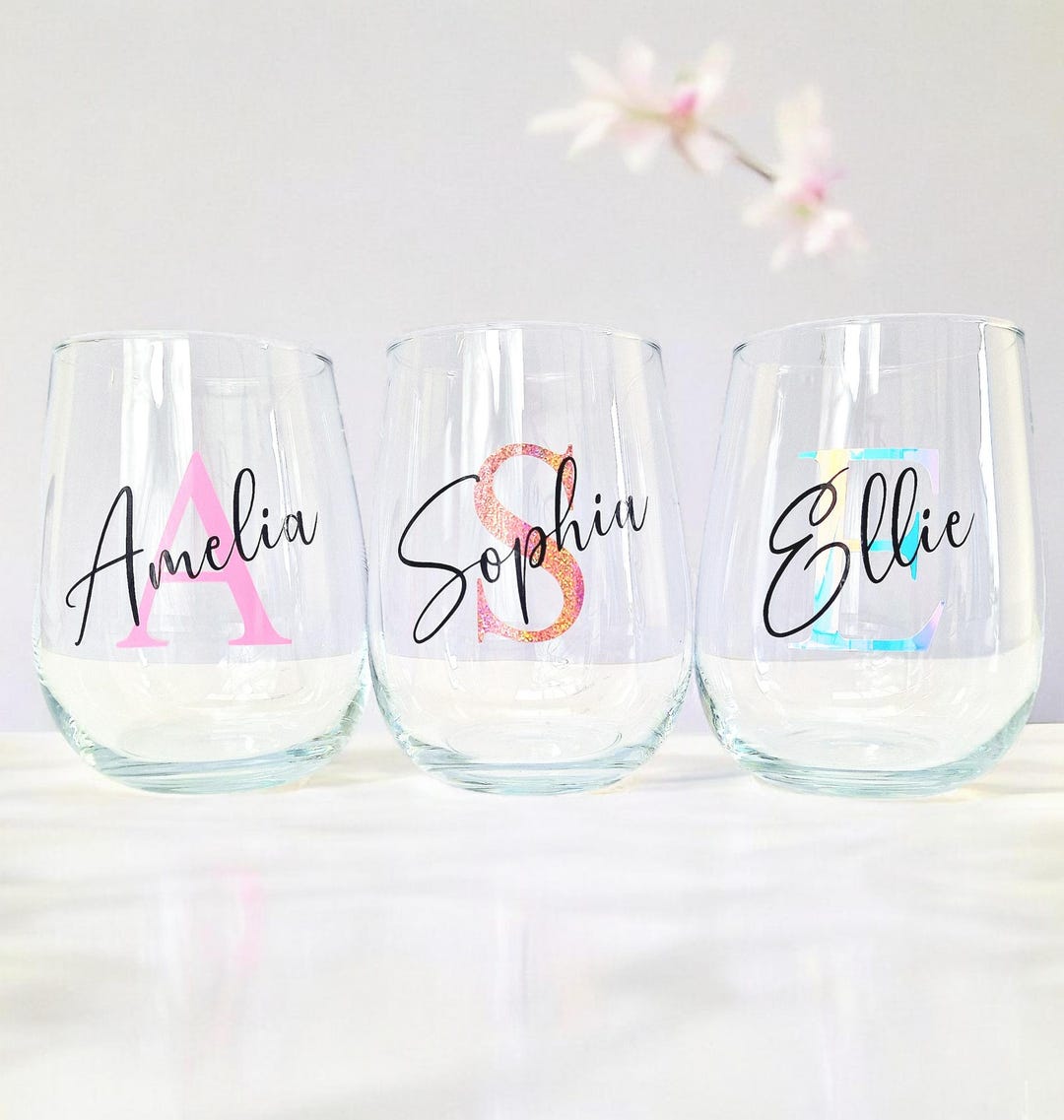 Personalised Glass Tumbler Vodka Wine Name Initial Glass Custom ...