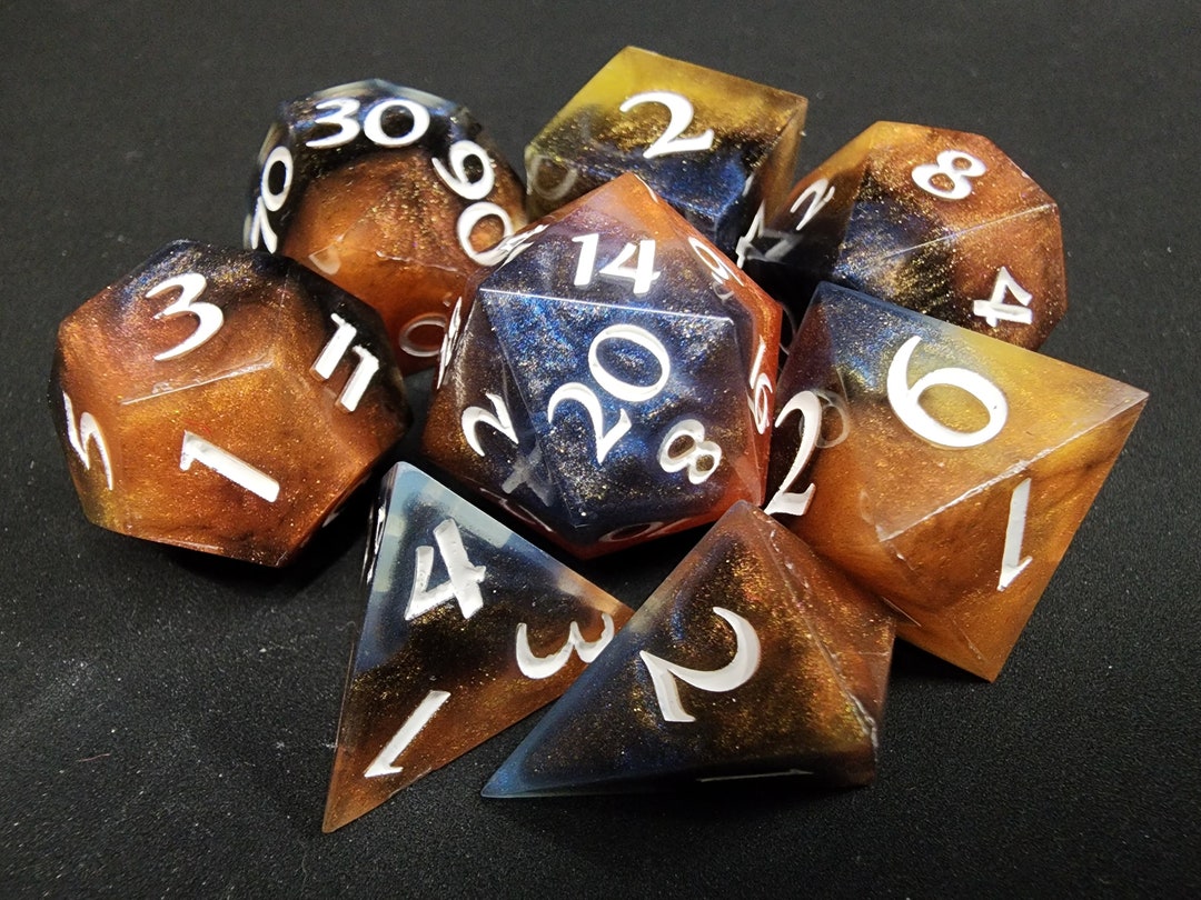LEGENDS Multicolour Dice Set Handmade Sharp Edge Dice for Tabletop RPG ...