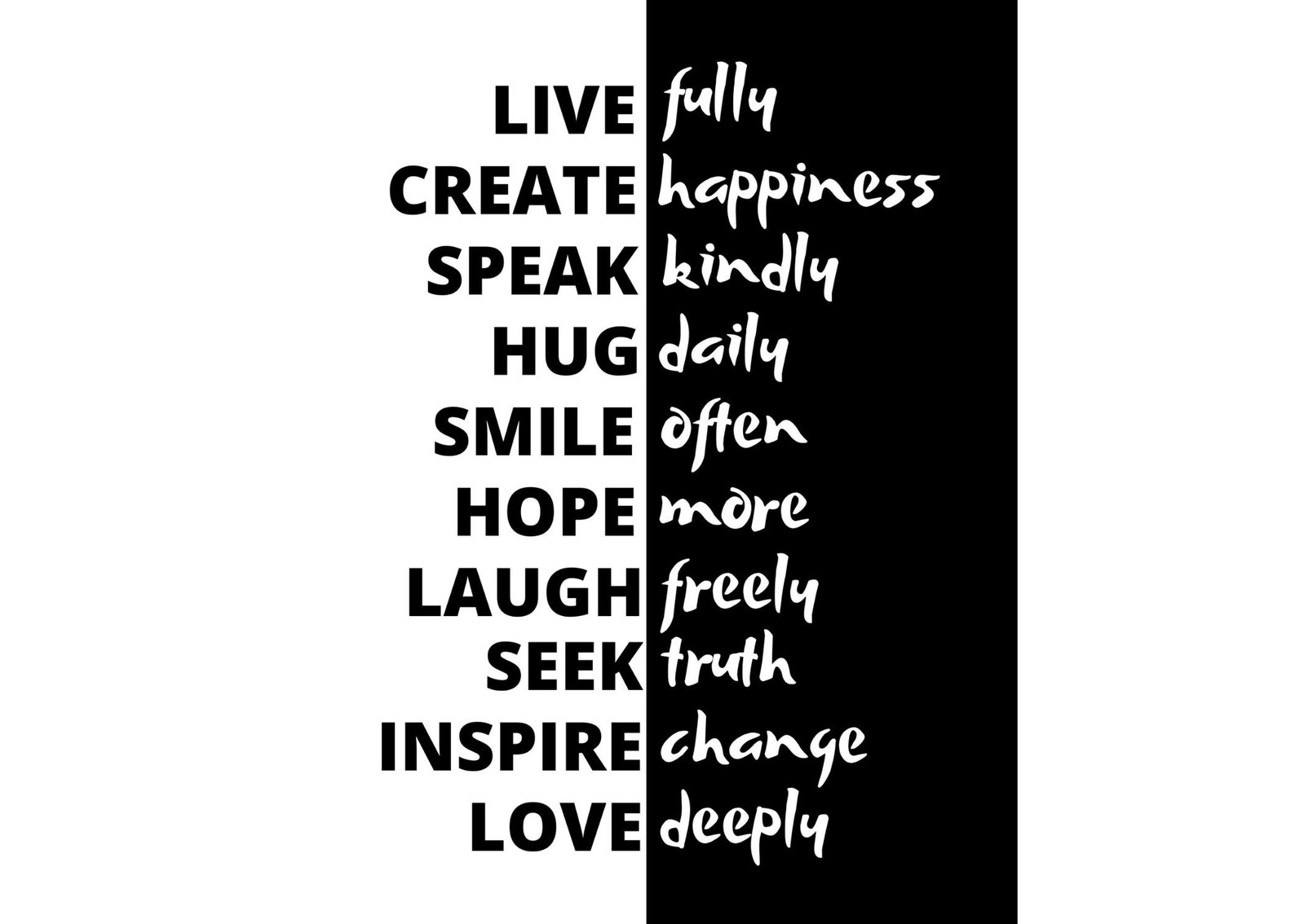 LIVE fully CREATE happiness SPEAK kindly hug daily smile | Etsy