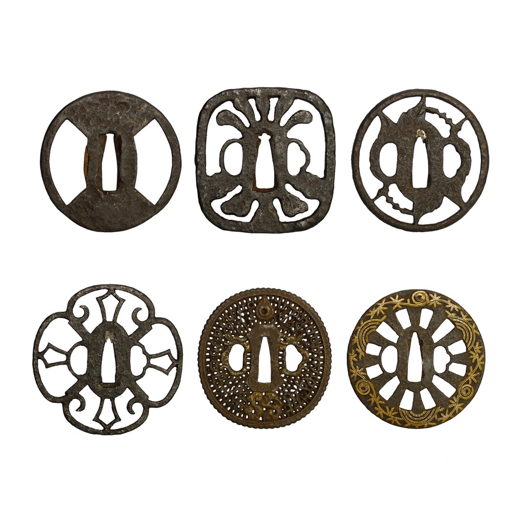 Antique Tsuba Set for Samurai Sword T-566 T-571 - Etsy