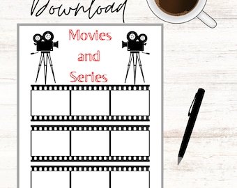 MOVIE TRACKER PRINTABLE or Download for Digital Bullet Journal - Etsy
