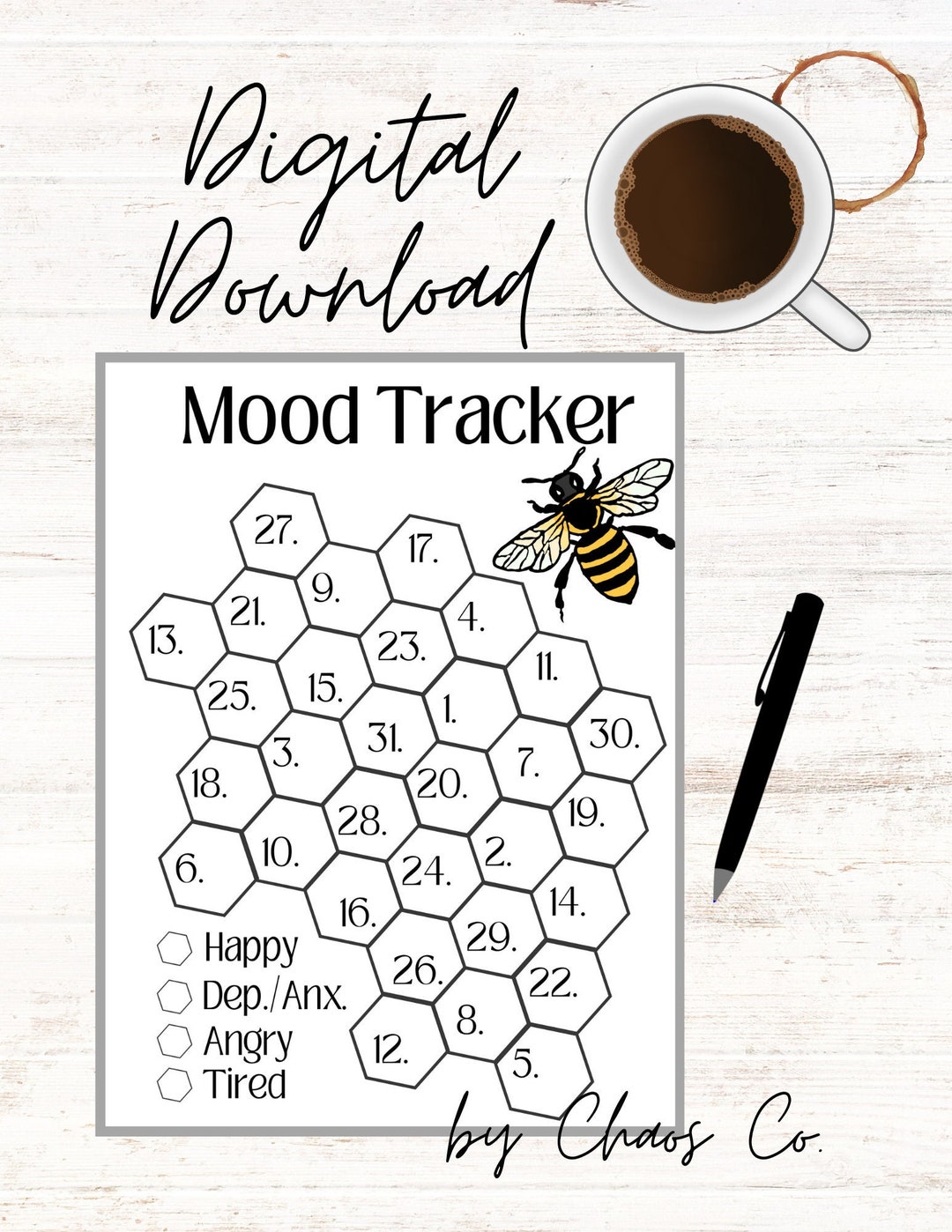 Printable Mood Tracker, Bullet Journal Page, Digital Download - Etsy