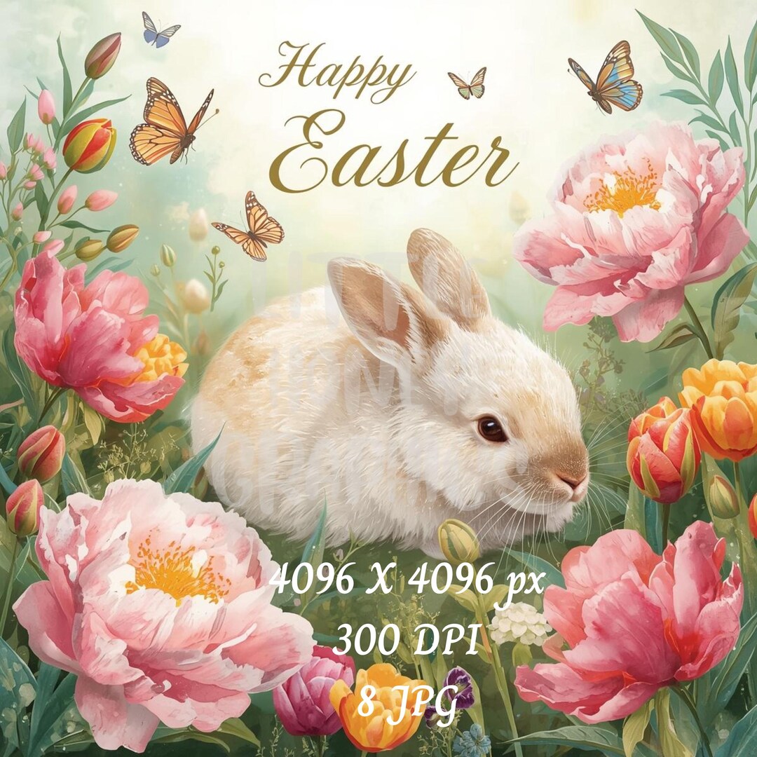Watercolor Easter Bunny Clip Art Set, 8 JPG Digital Download - Etsy
