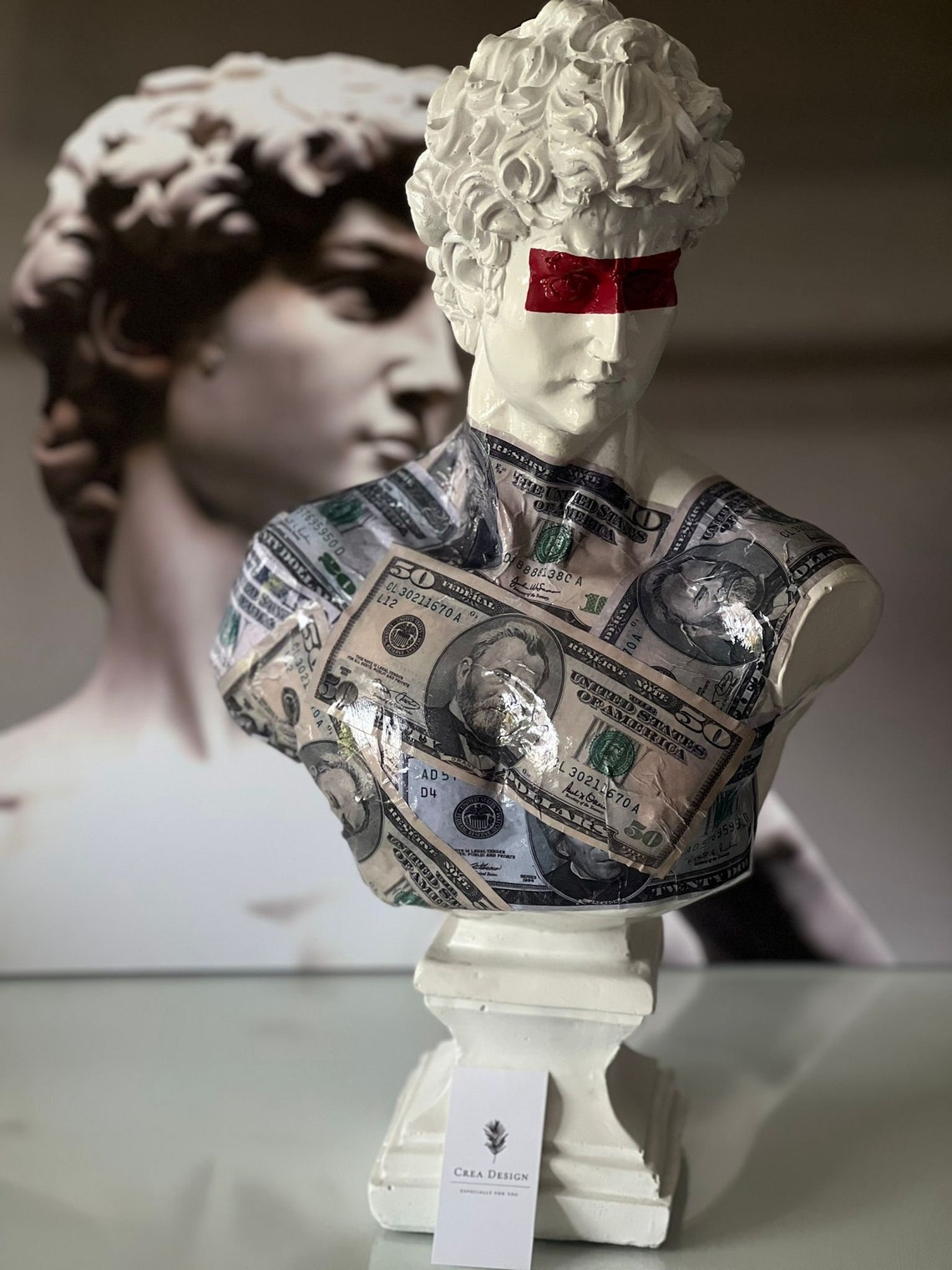 David Dollar Addict Statue, Pop Art Sculpture, Modern Sculpture, Roman ...