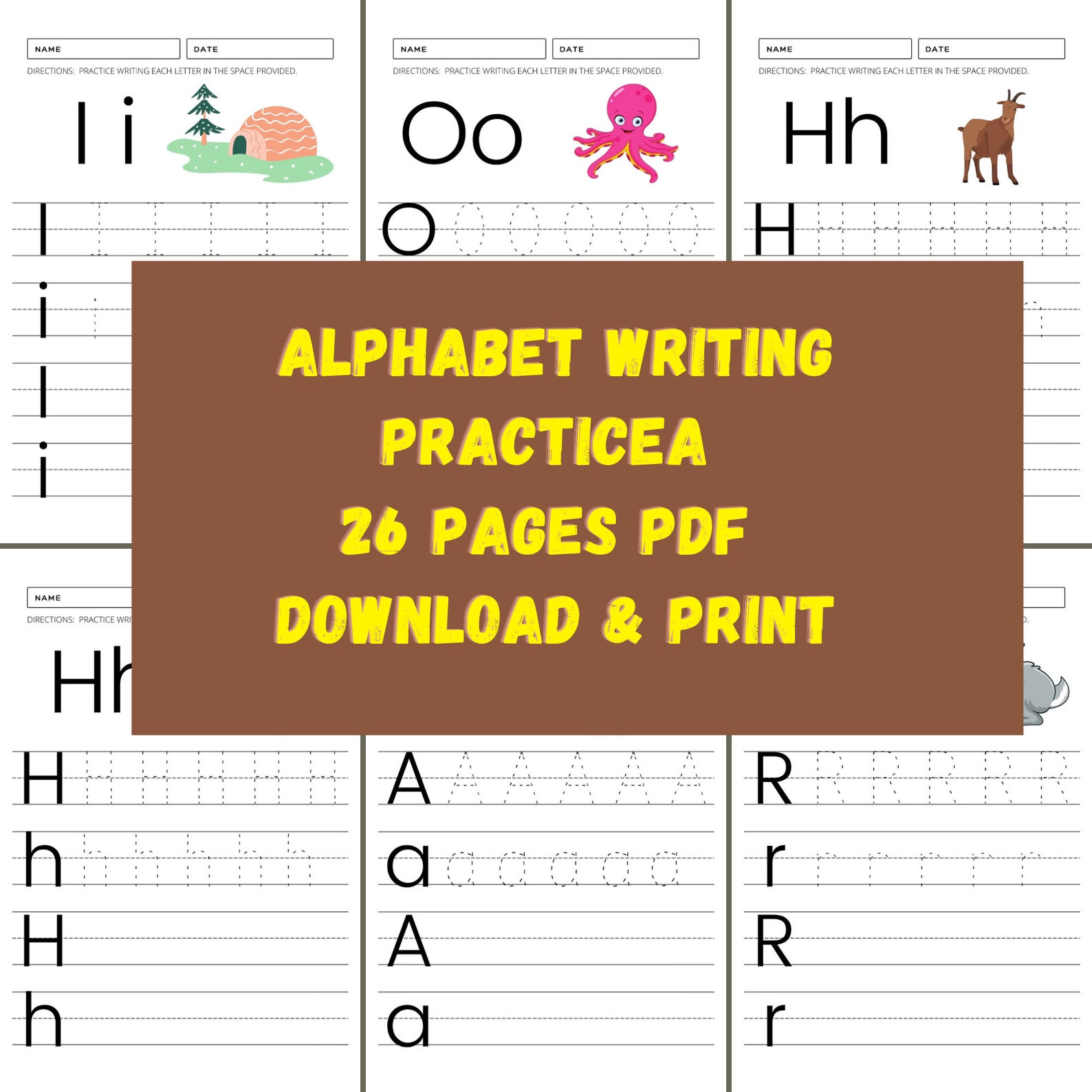 Alphabet Writing Practice Worksheets /preschool Handwriting Worksheets ...