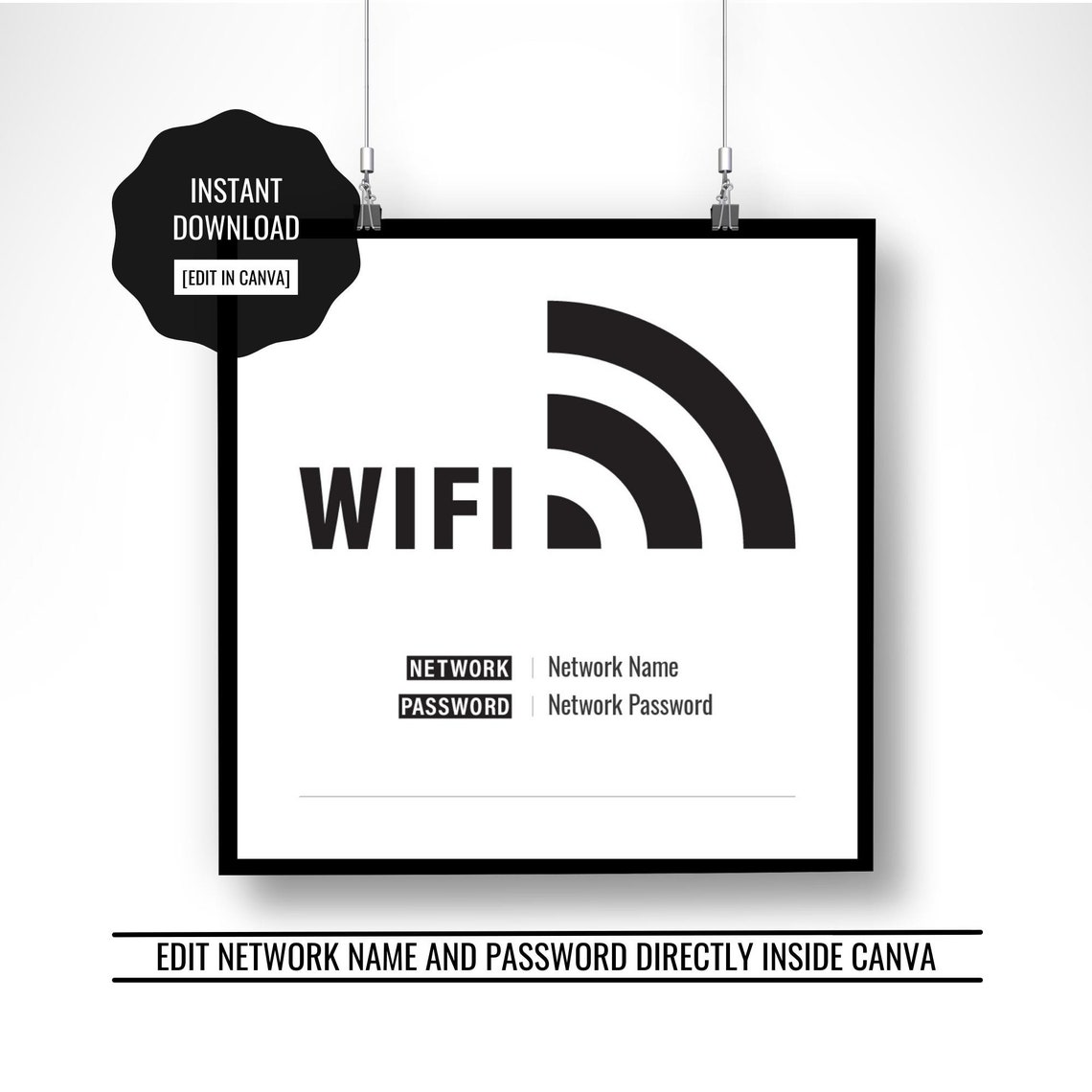 Minimal WIFI Password Sign Printable, Wifi Sign, Editable Wifi Sign ...