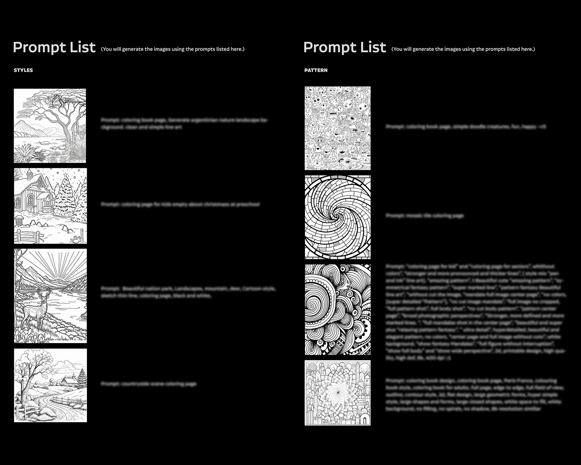 20 Midjourney Prompts for Coloring Book Pages How to Using - Etsy