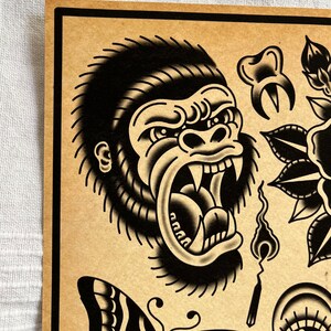 A4 Traditional Black Work Tattoo Art Print - Etsy UK