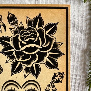 A4 Traditional Black Work Tattoo Art Print - Etsy UK