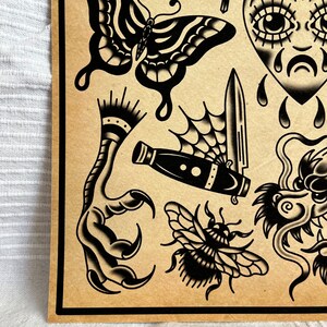 A4 Traditional Black Work Tattoo Art Print - Etsy UK