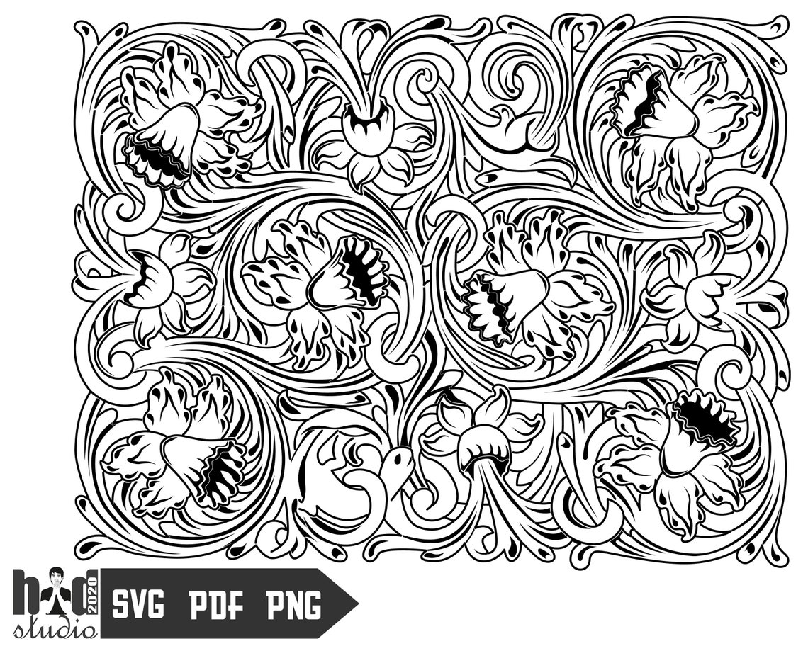Tooled Leather Pattern Floral SVG - Etsy