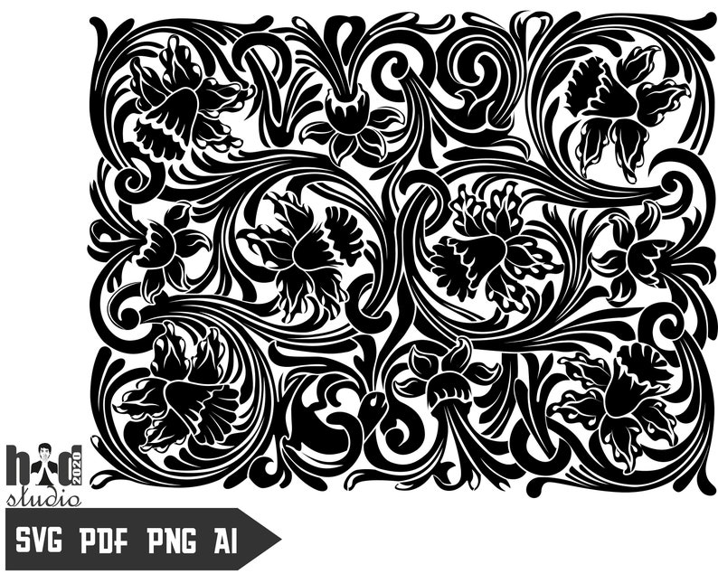 Tooled Leather Pattern Floral SVG (2nd Version) - Etsy