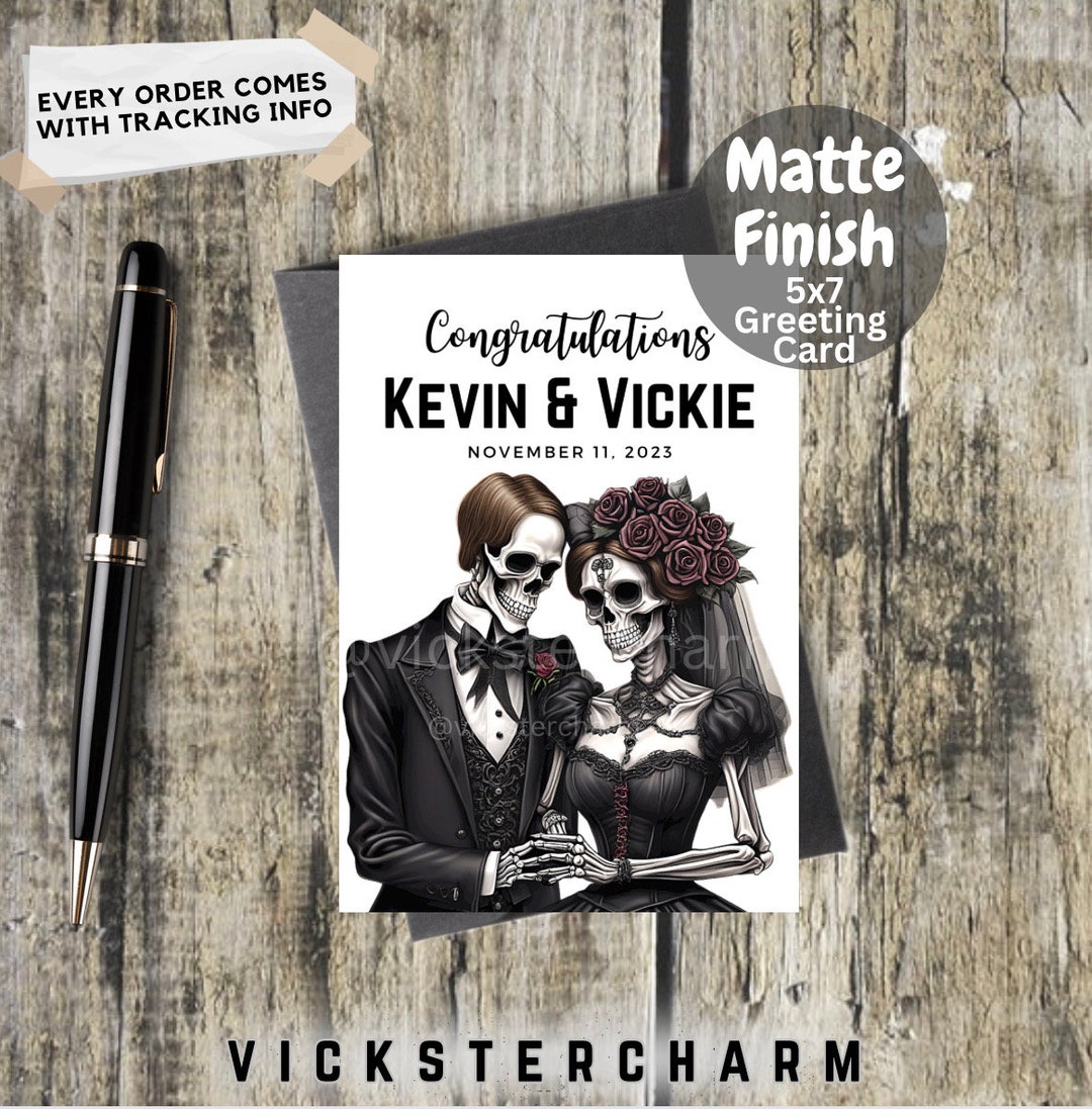 Gothic Wedding Congratulations Card Personalized Spooky - Etsy