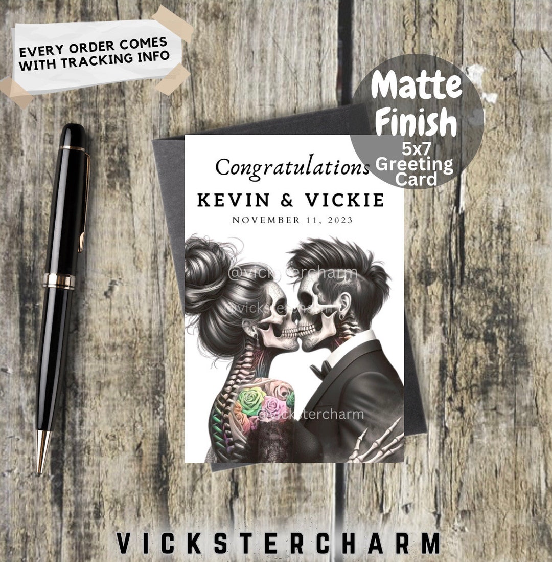 Gothic Wedding Congratulations Card Personalized Spooky - Etsy