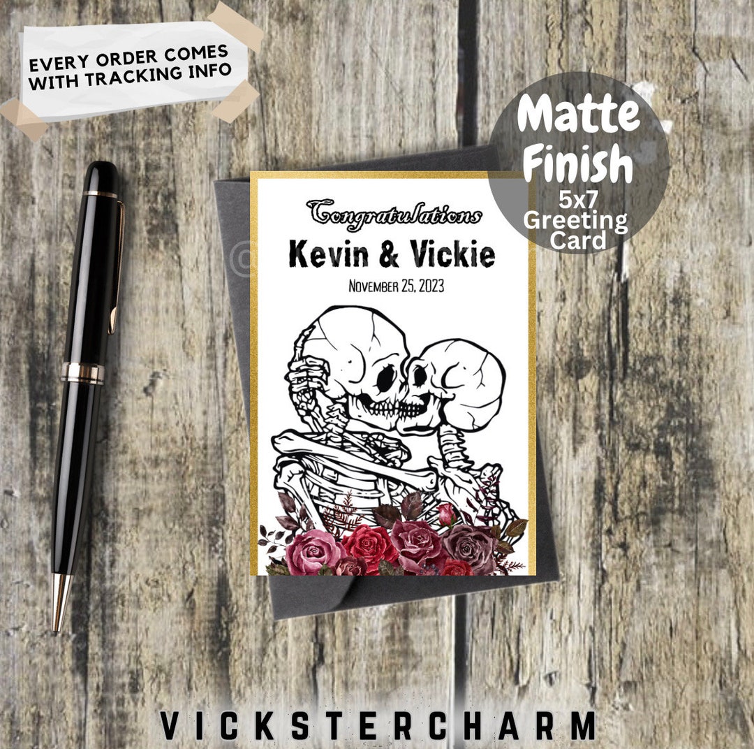 Gothic Wedding Congratulations Card Personalized Spooky - Etsy