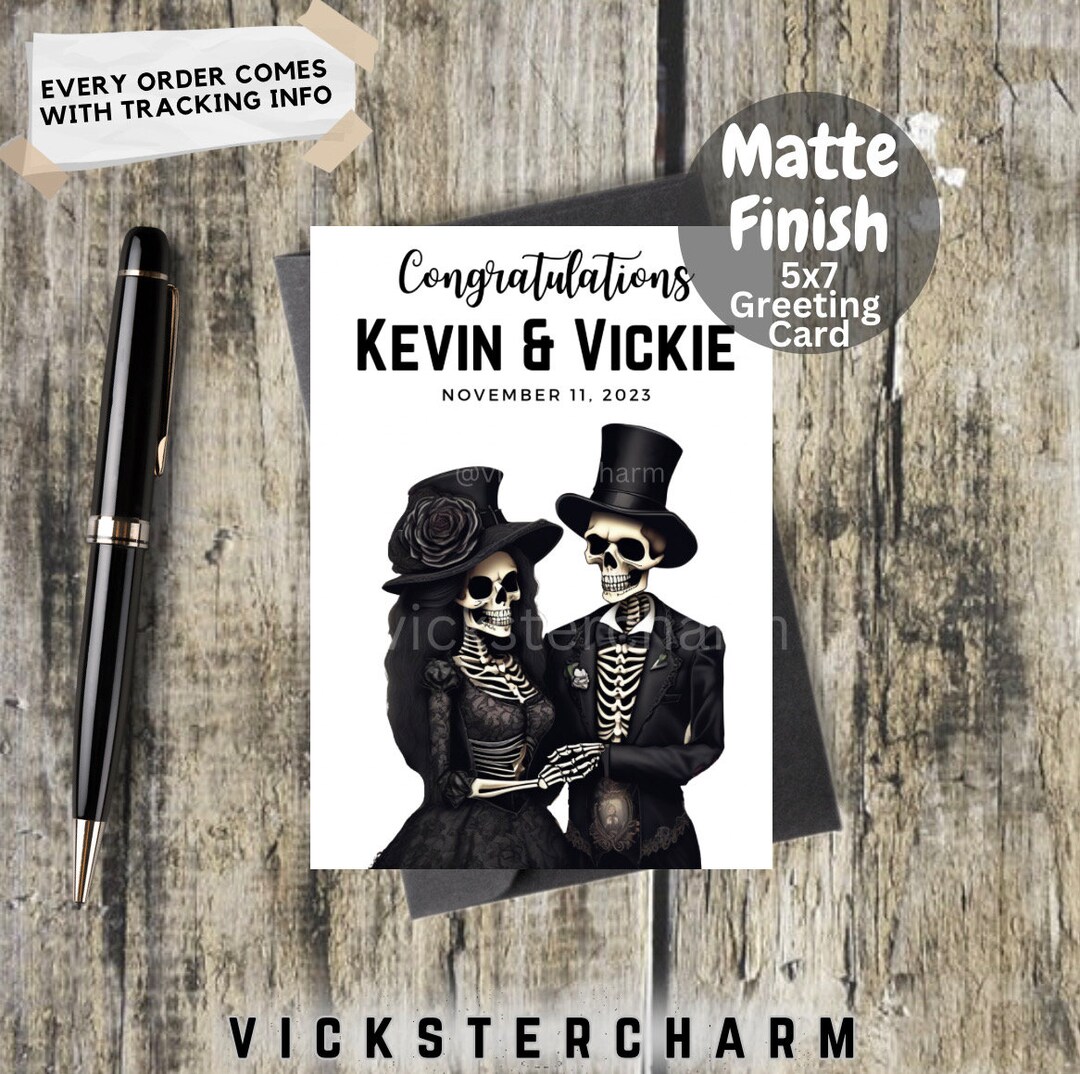 Gothic Wedding Congratulations Card Personalized Spooky - Etsy