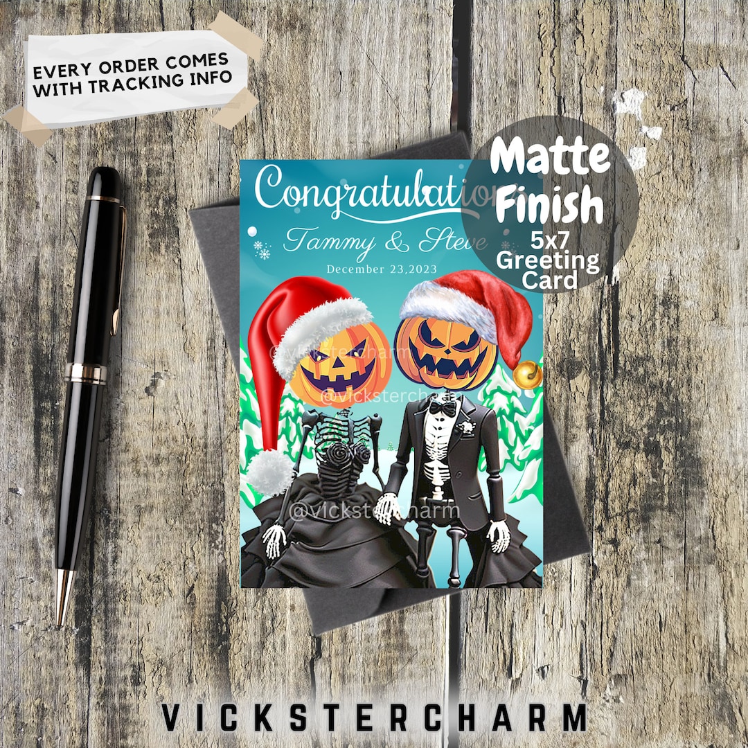 Gothic Wedding Congratulations Card Personalized Spooky - Etsy