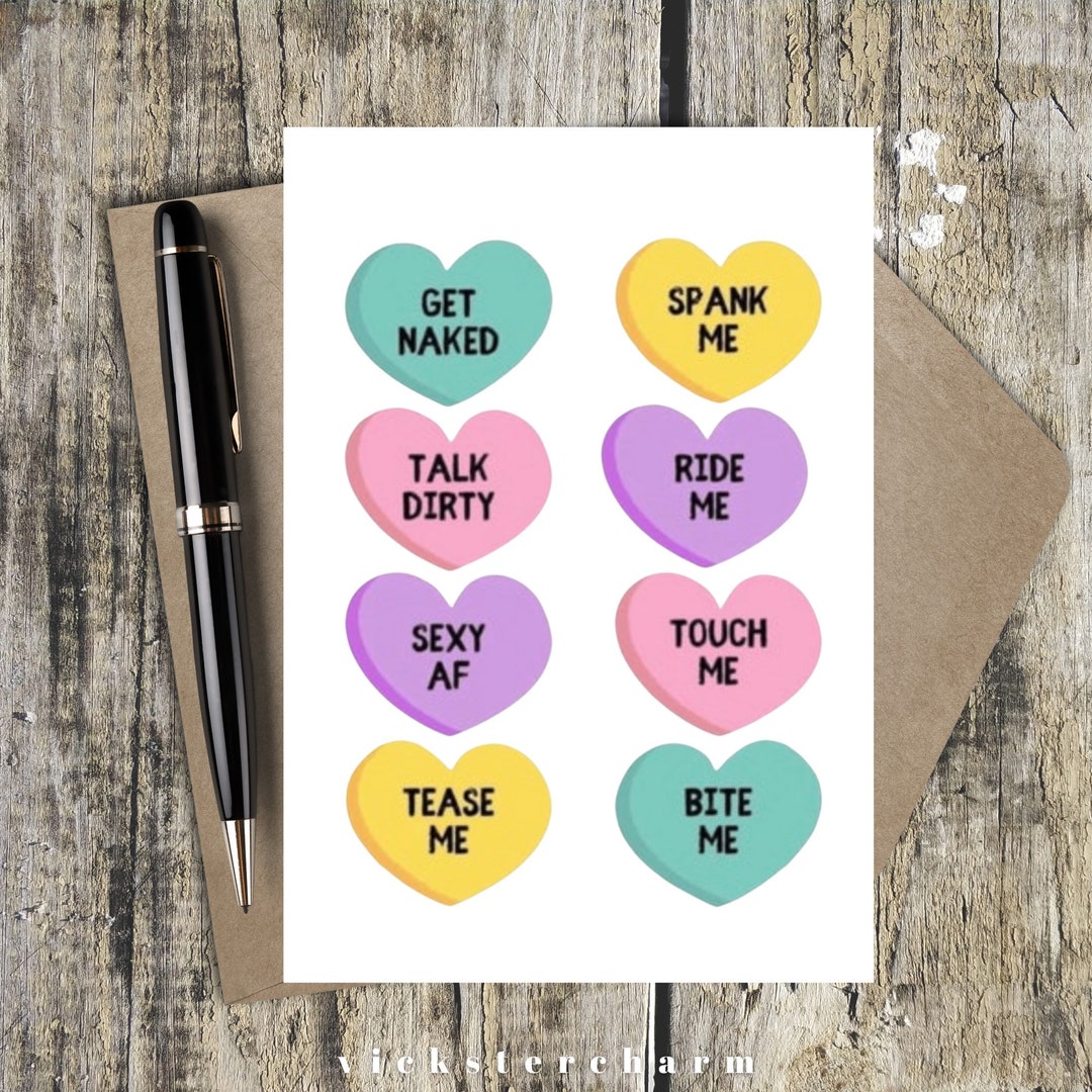 Candy Heart Card for Him, Adult Valentines Cards, Adult Humor Birthday ...