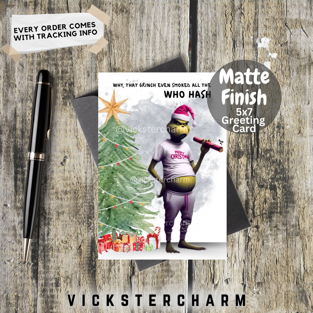 Grinch Christmas Merry Christmas Cards Why That Grinchy - Etsy