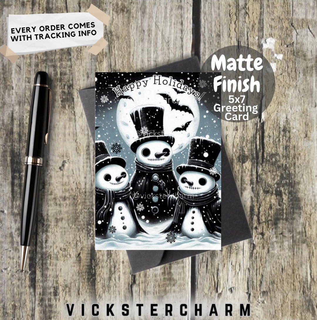 Gothic Snowman Card Be Merry Scary Christmas Card Goth - Etsy
