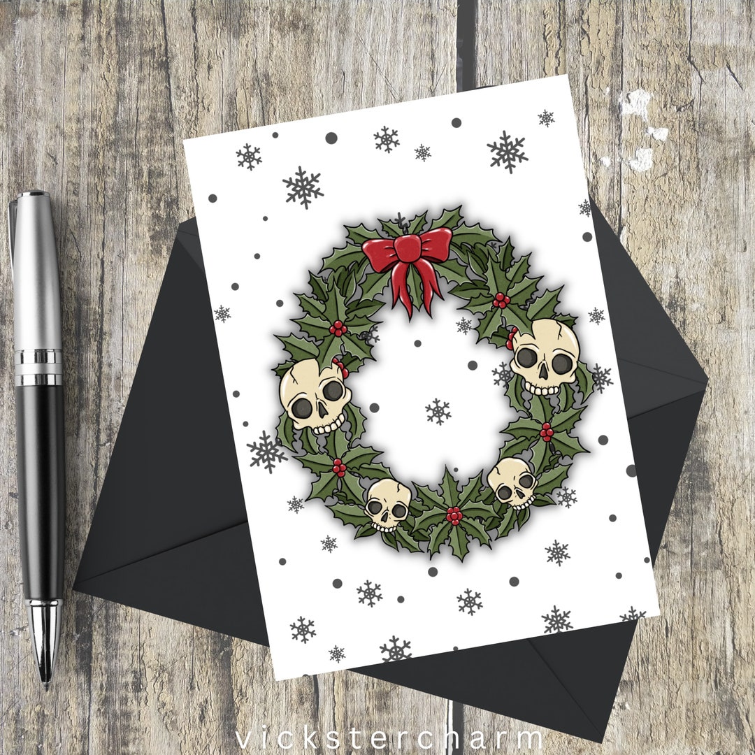 Gothic Christmas Cards Gothy Minimalist Merry Christmas - Etsy