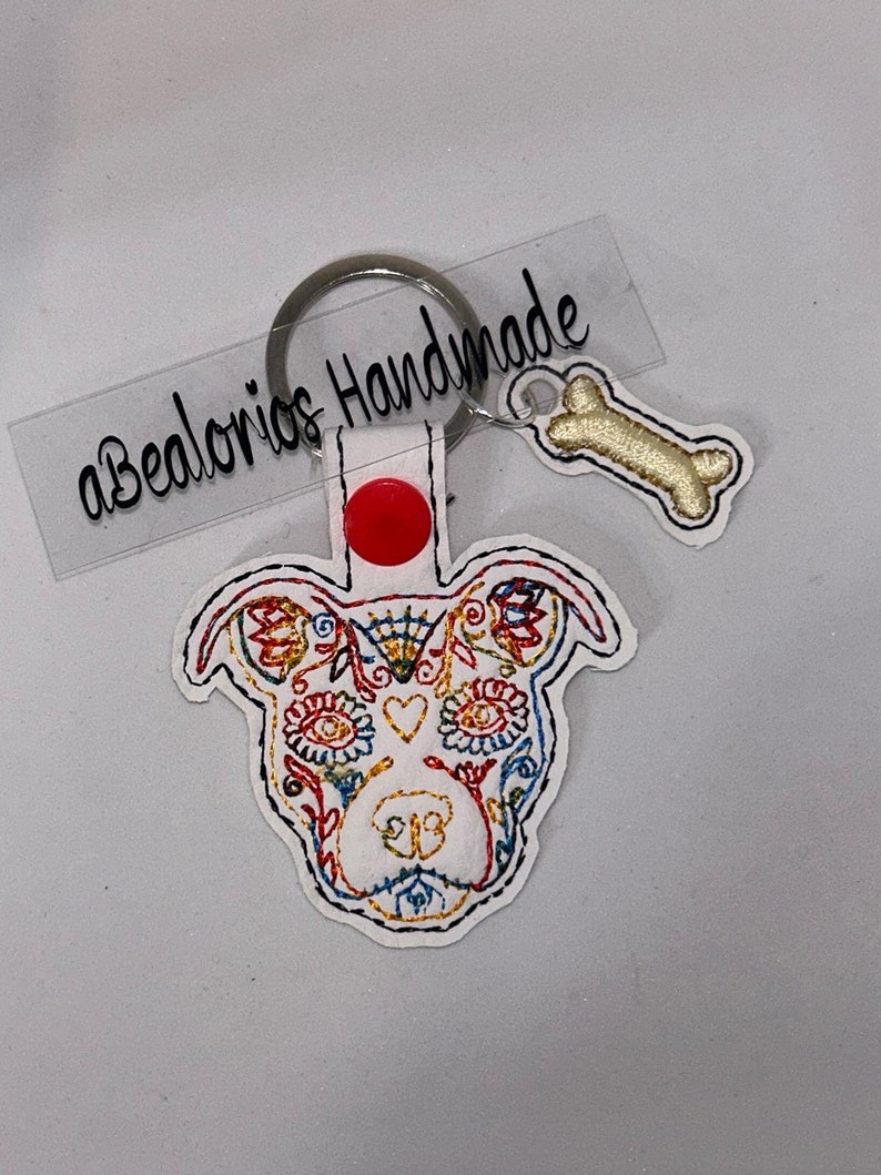 Embroidered Pitbull Dog Keychain, Christmas Gift, Pet Lovers - Etsy