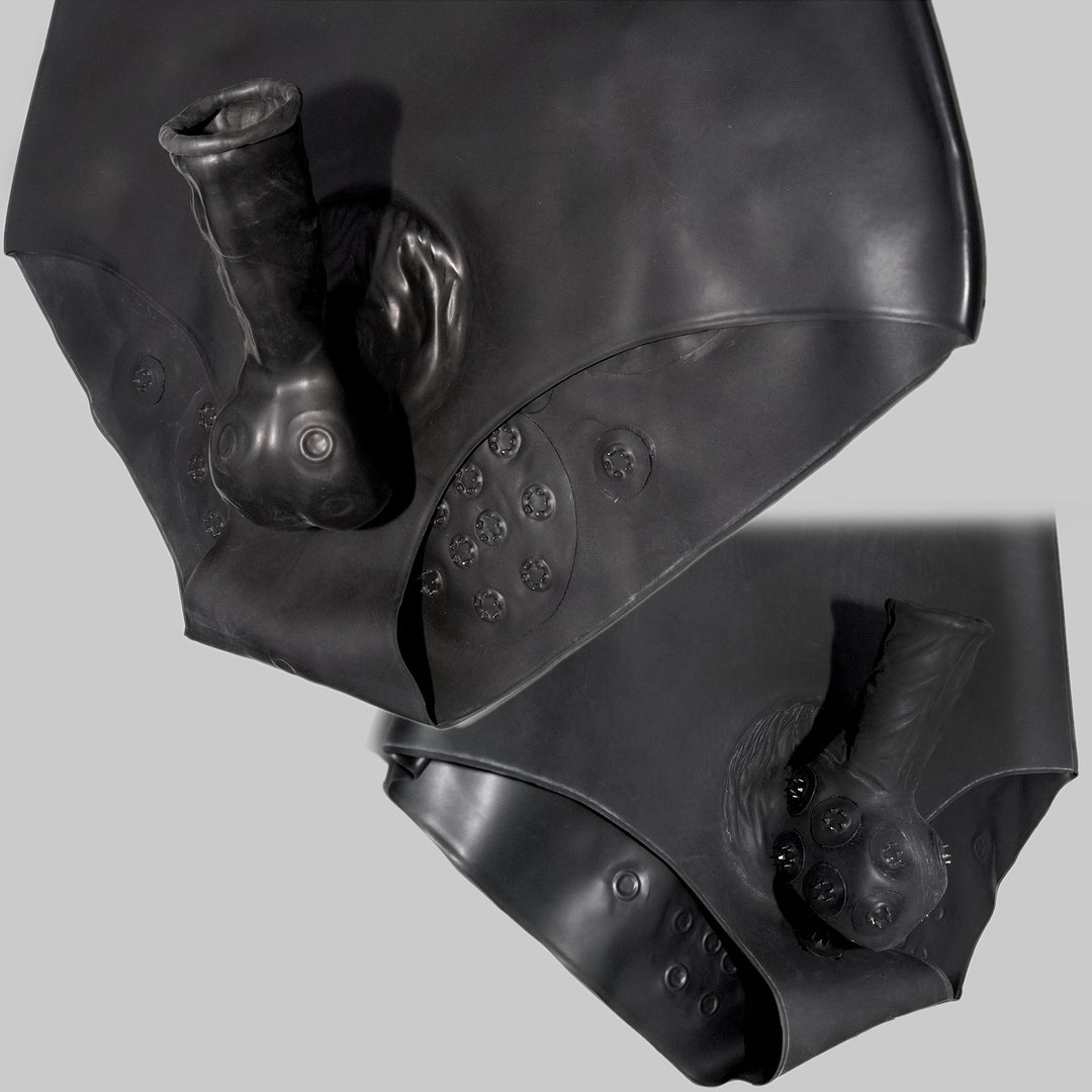Latex Spiked Pants With Testicle Bag and Penis Tube * Spikes Men's ...