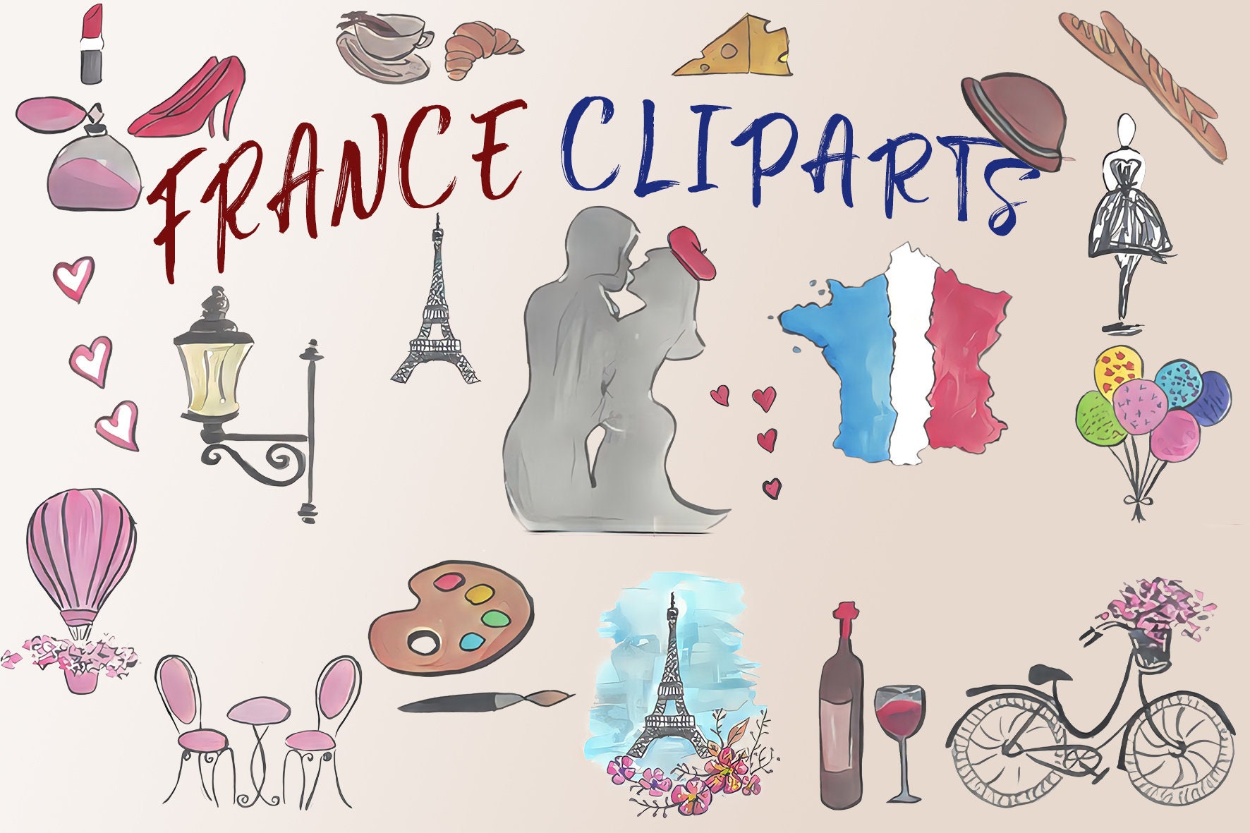Travel Destination Cliparts, FRANCE EDITION, High Quality, PNG Files ...