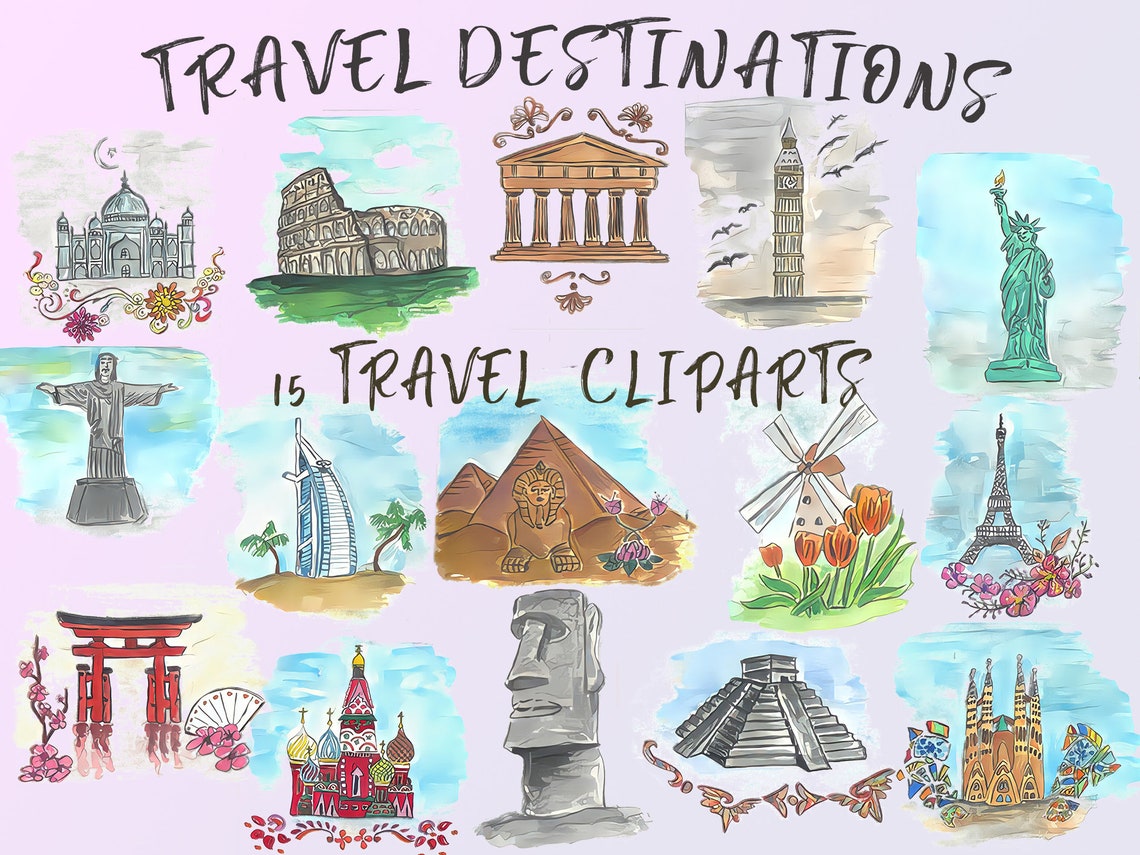 Travel Destination Cliparts, High Quality, PNG Files. - Etsy