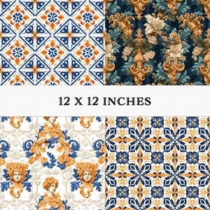 Sicilian Digital Patterns Sicilian Tiles 16 Designs 12x12 Seamless ...