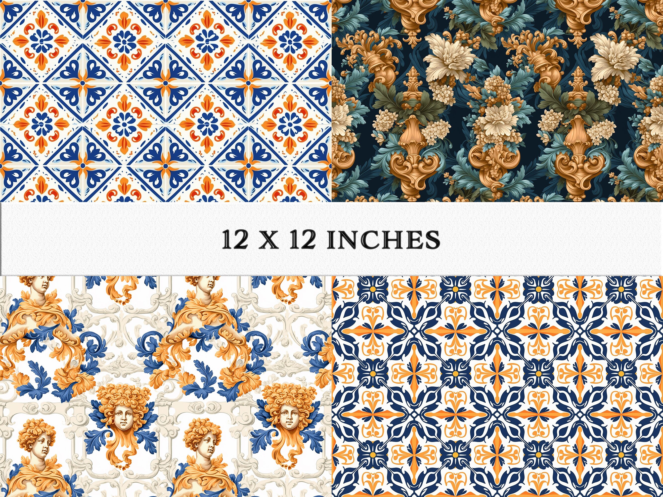 Sicilian Digital Patterns - Sicilian Tiles - 16 Designs - 12x12 ...