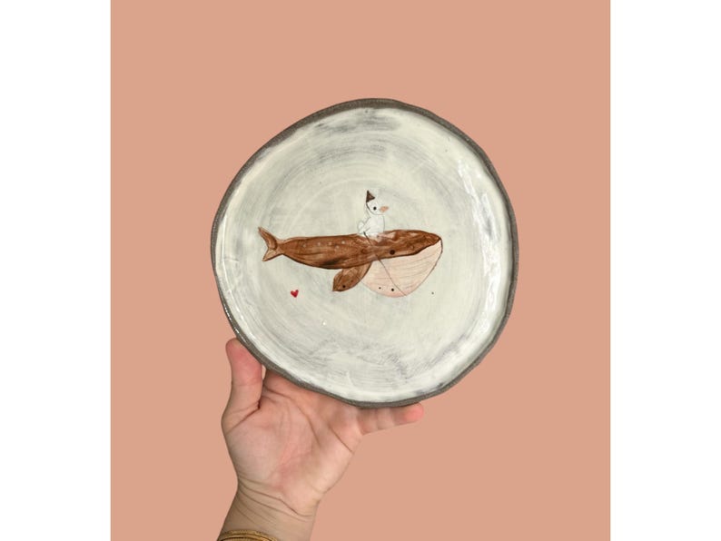 Handmade 20 Cm Whale Design Stoneware Plate - Etsy