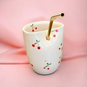 Ceramic Tumbler With Straw Handmade Drinkware - Etsy