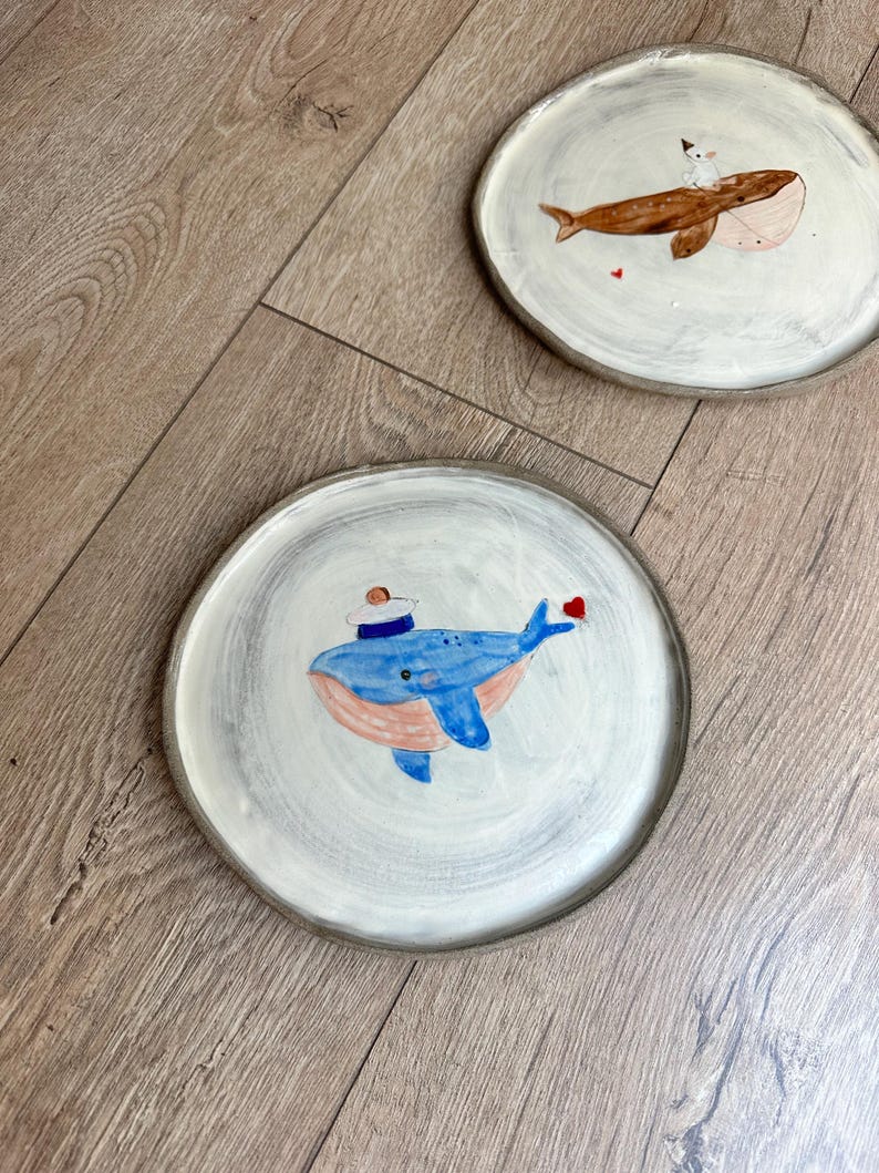 Handmade 20 Cm Whale Design Stoneware Plate - Etsy