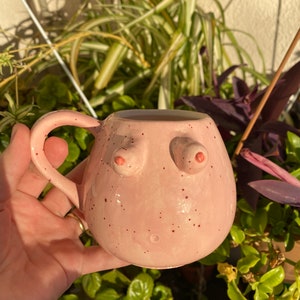 Barbie Pink Handmade Boob Boobies Girl Power Ceramic Mugs Breast Cancer ...