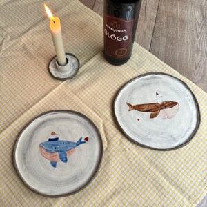 Handmade 20 Cm Whale Design Stoneware Plate - Etsy