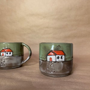 Large Coffee Cup Village House - Etsy