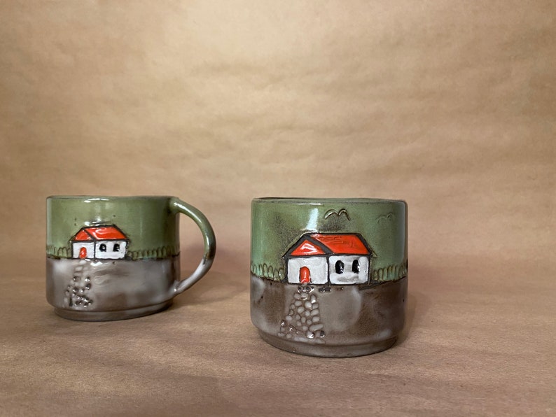 Oversized Ceramic Village House Mug - Unique Artisan Coffee Cup ...