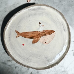 Handmade 20 Cm Whale Design Stoneware Plate - Etsy